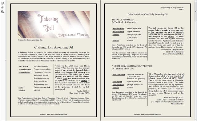 Holy Anointing Oil or Oil of Abramelin | Tinkering Bell #6 – benebell wen